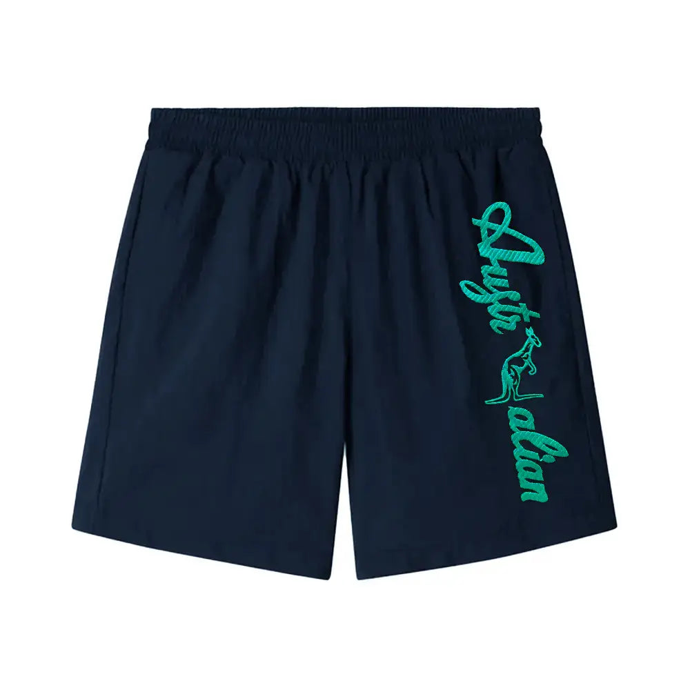 Australian Navy Shorts Cyan Logo – 100% Hardcore