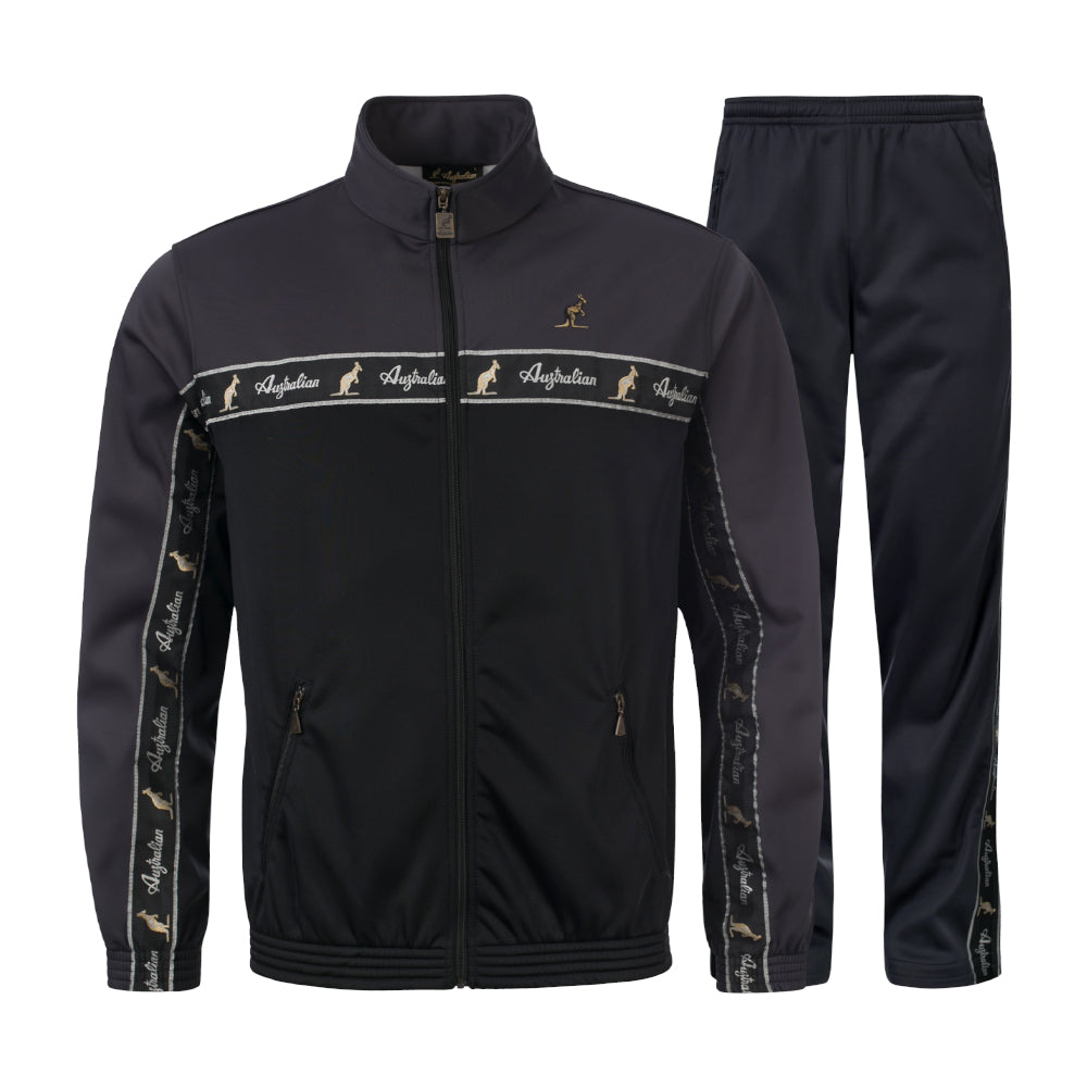 Australian Acetate Trainingsuit With Taping Antracite – 100% Hardcore