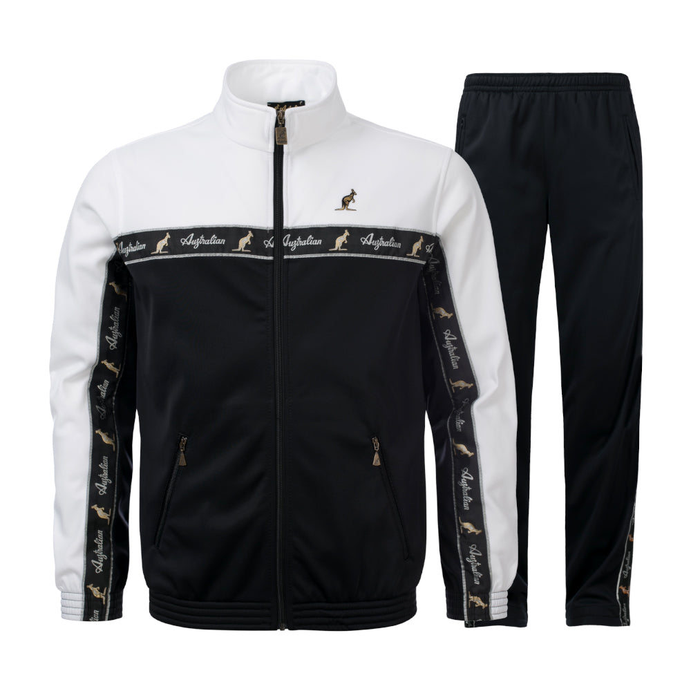 Australian Acetate Trainingsuit With Taping Black/White – 100% Hardcore