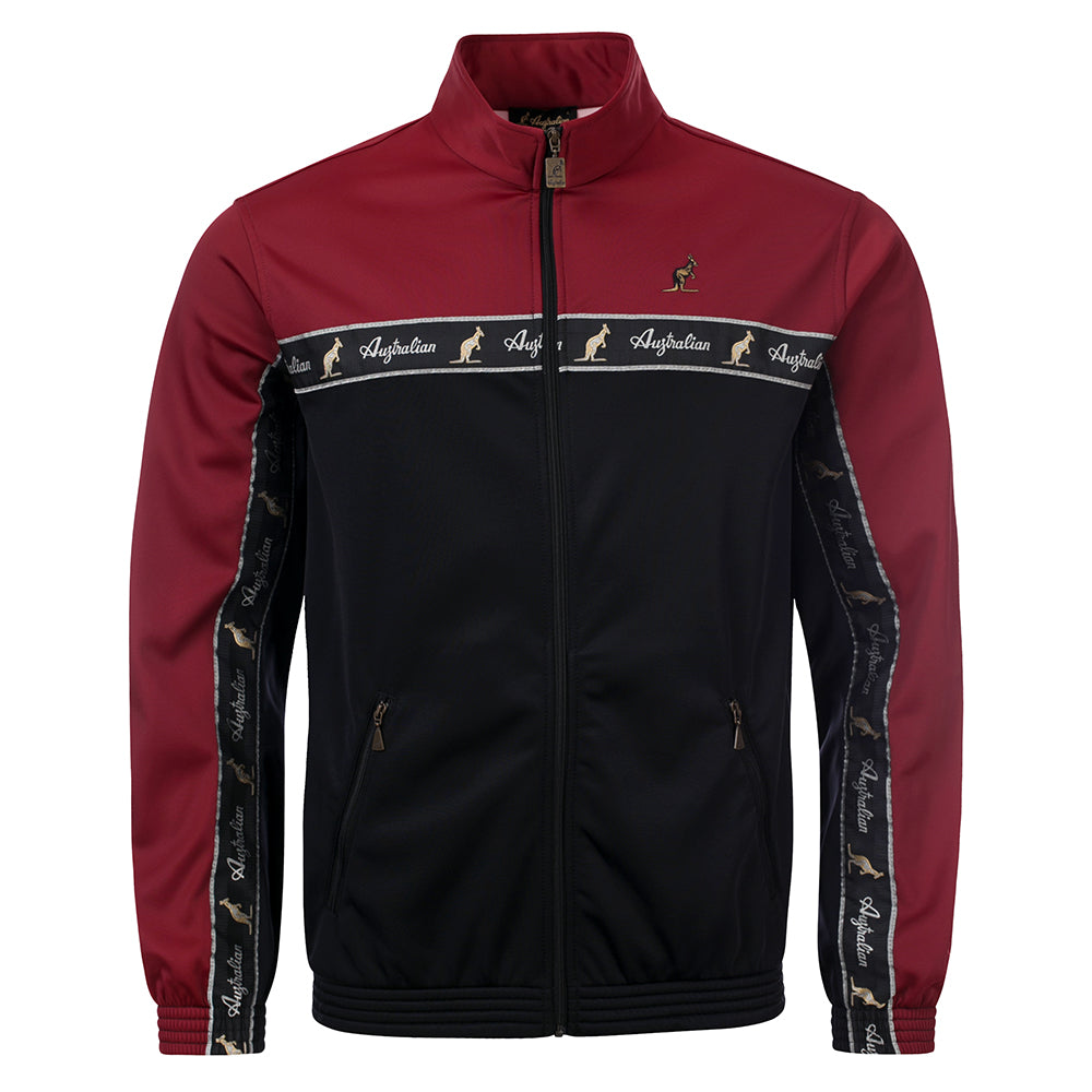 Australian Duo Training Jacket With Taping Black | Bordeaux Red – 100% ...
